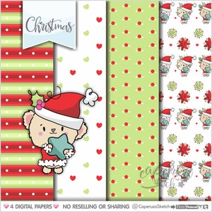 Christmas Digital Paper COMMERCIAL USE Christmas Pattern - Etsy