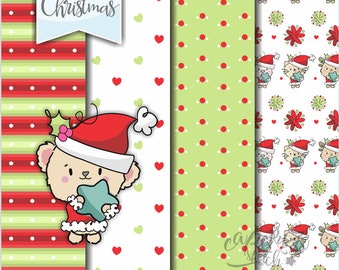 Christmas Digital Paper COMMERCIAL USE Christmas Pattern - Etsy