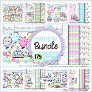 Birthday Clipart Bundle, Bundle Clipart, Bundle Digital Papers ...