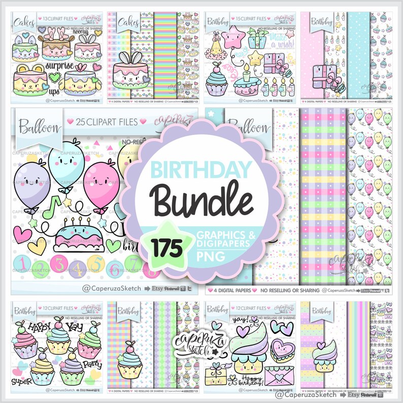 Birthday Clipart Bundle Bundle Clipart Bundle Digital - Etsy