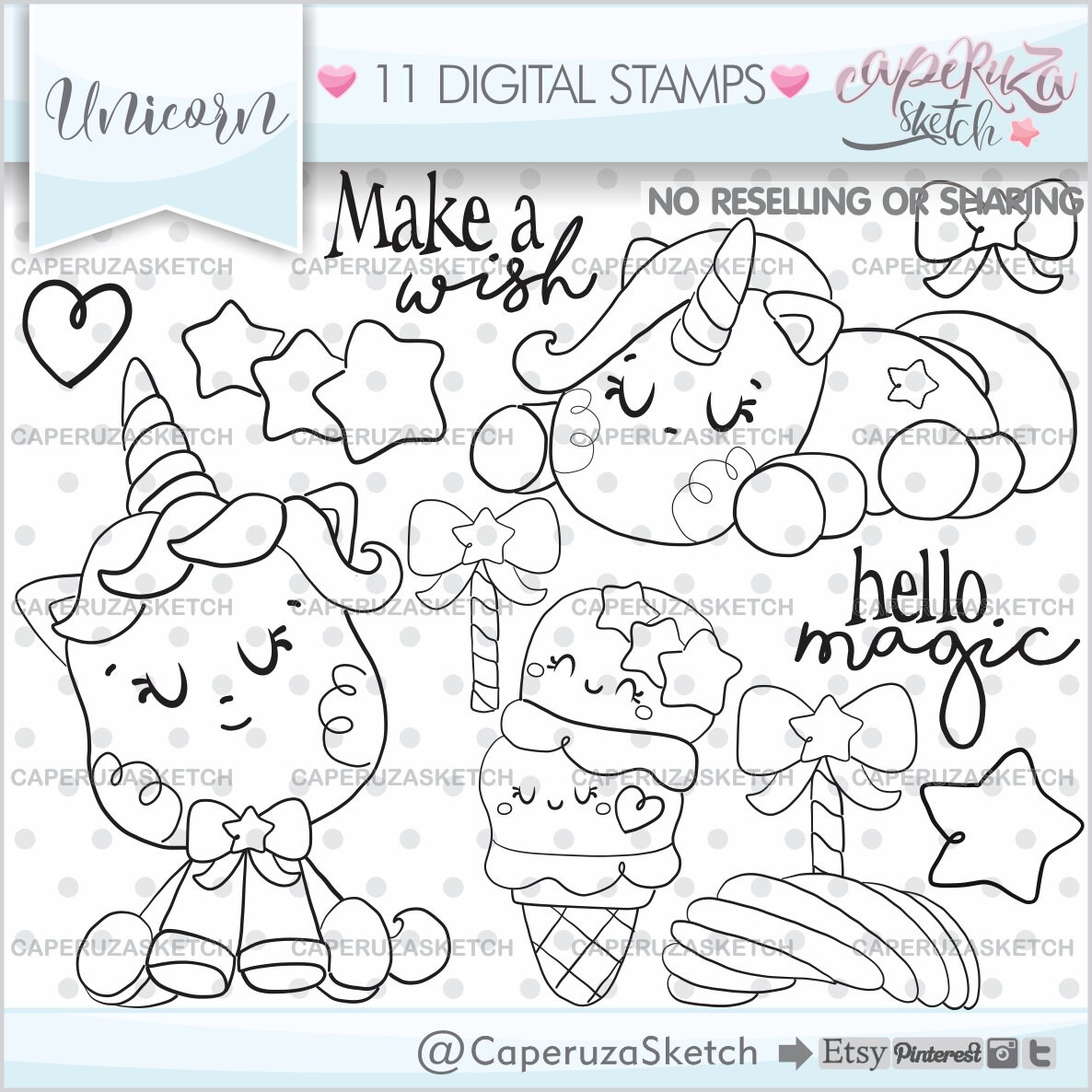 Unicorn Stamps Unicorn Digital Stamps Unicorn Images | Etsy