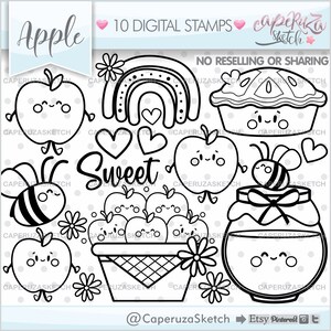 Apple Digital Stamps, Fruit Digital Stamps, COMMERCIAL USE, Picnic ...
