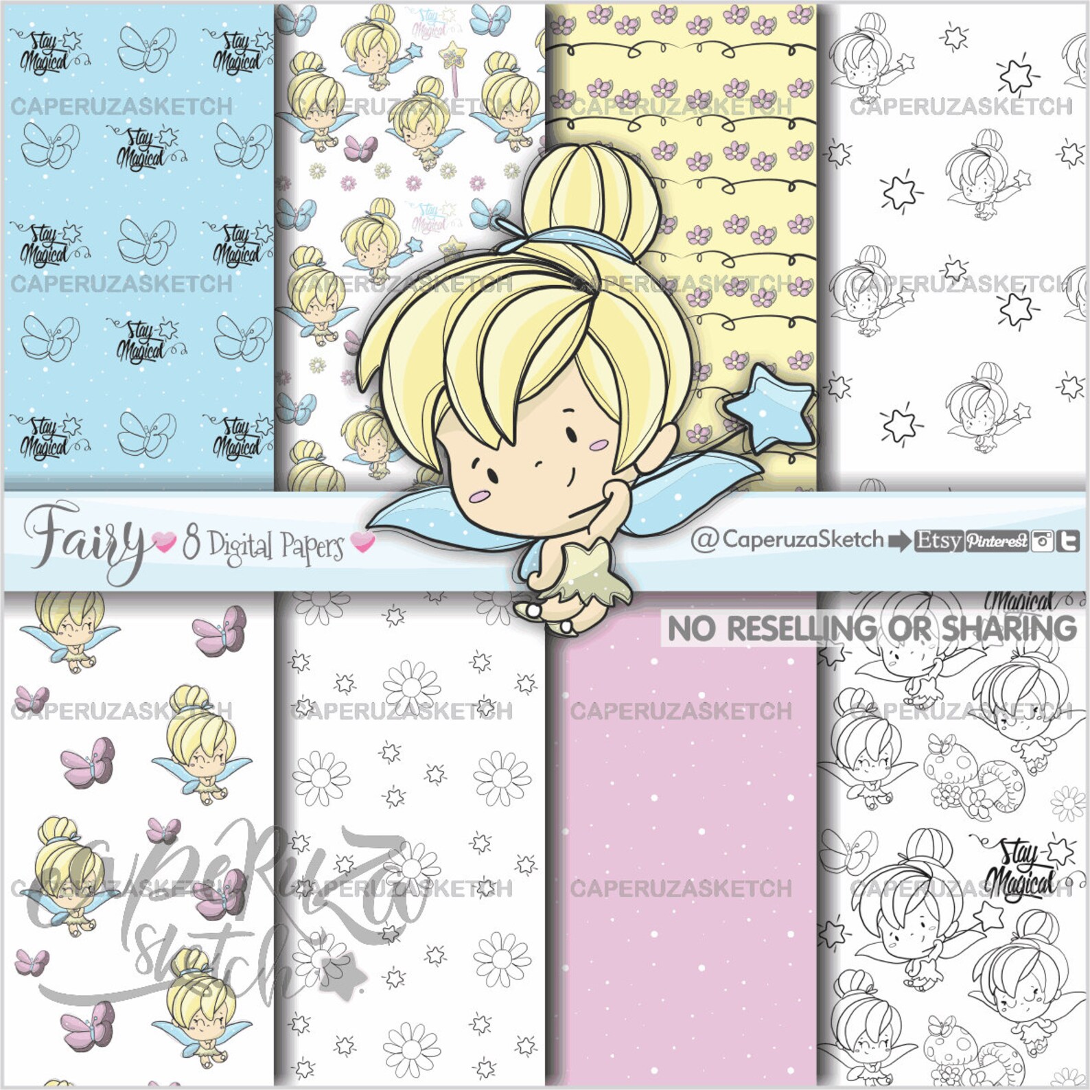 Fairy Digital Paper Fairy Printable Paper Fairy Pattern - Etsy