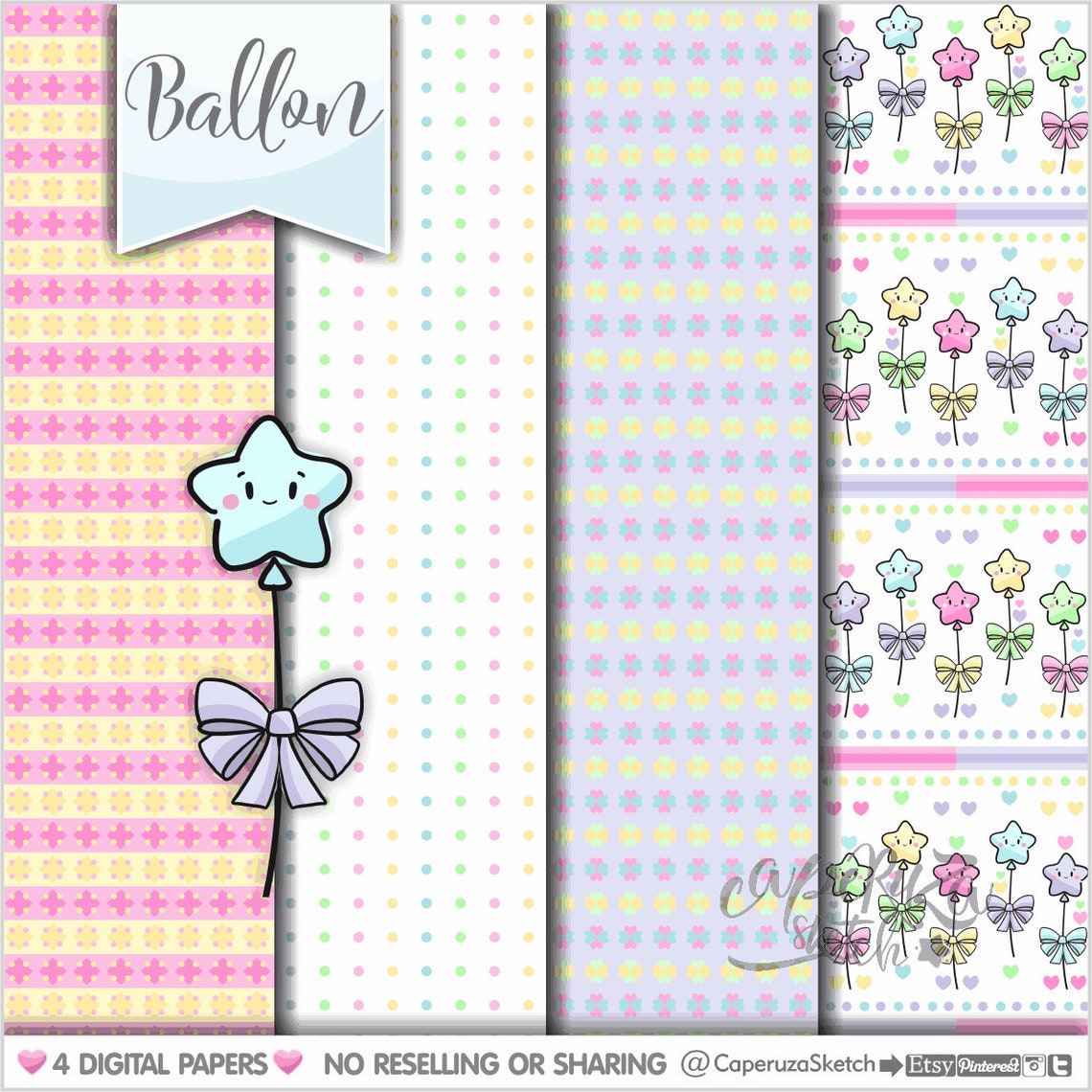 Balloon Digital Paper Balloon Pattern COMMERCIAL USE | Etsy