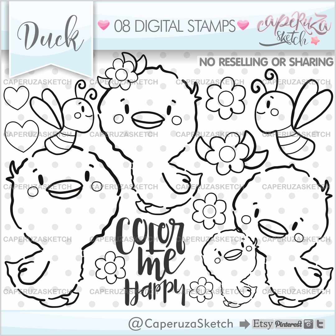 Duck Stamps, Duck Digital Stamps, COMMERCIAL USE, Mom and Baby Stamps ...