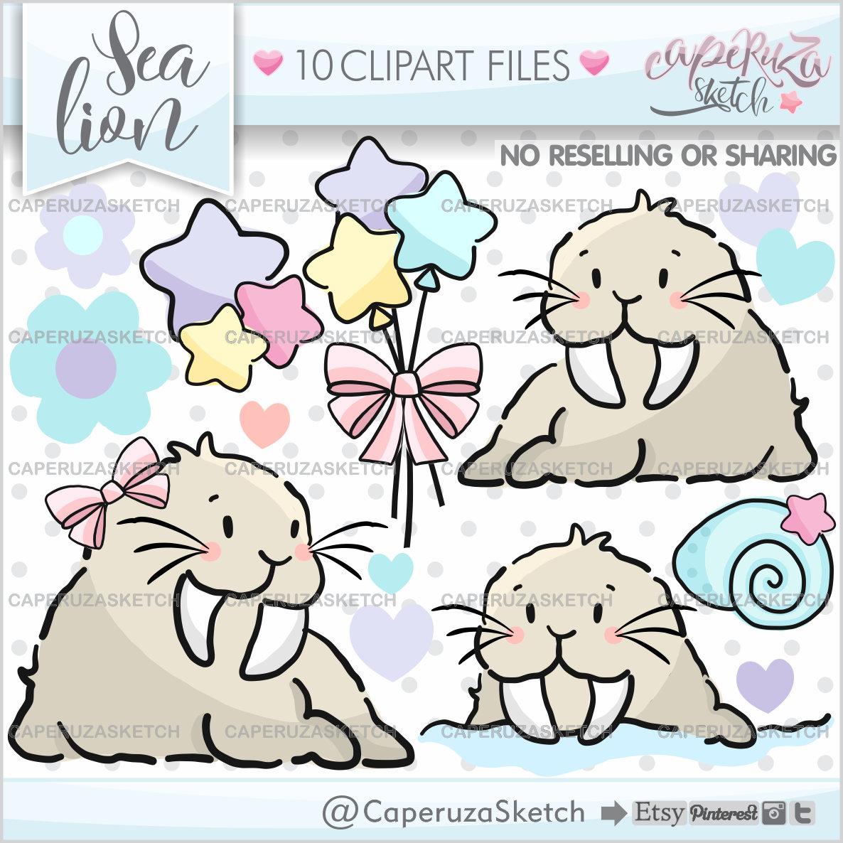 Sea Lion Clipart Sea Lion Graphics Sea Clipart COMMERCIAL | Etsy