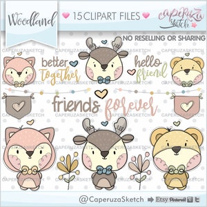 Woodland Clipart, Woodland Graphics, COMMERCIAL USE, Animals Clipart ...