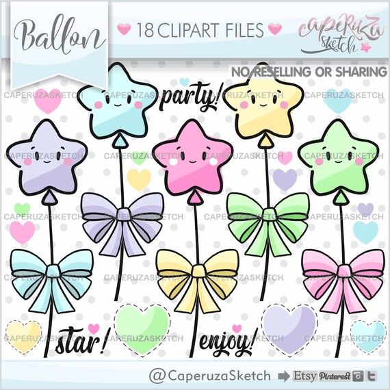 Balloon Clipart Balloon Graphics COMMERCIAL USE Star - Etsy