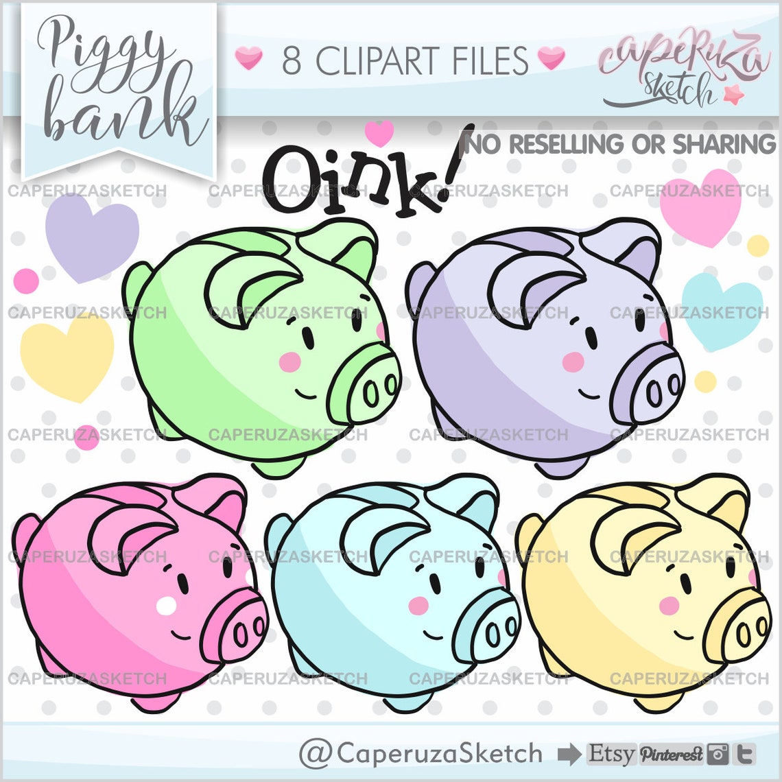 Piggy Bank Clipart Saving Money Clipart Money Clipart | Etsy