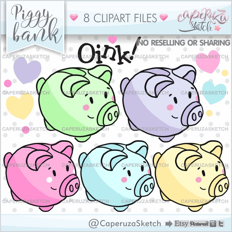 Piggy Bank Clipart Saving Money Clipart Money Clipart - Etsy