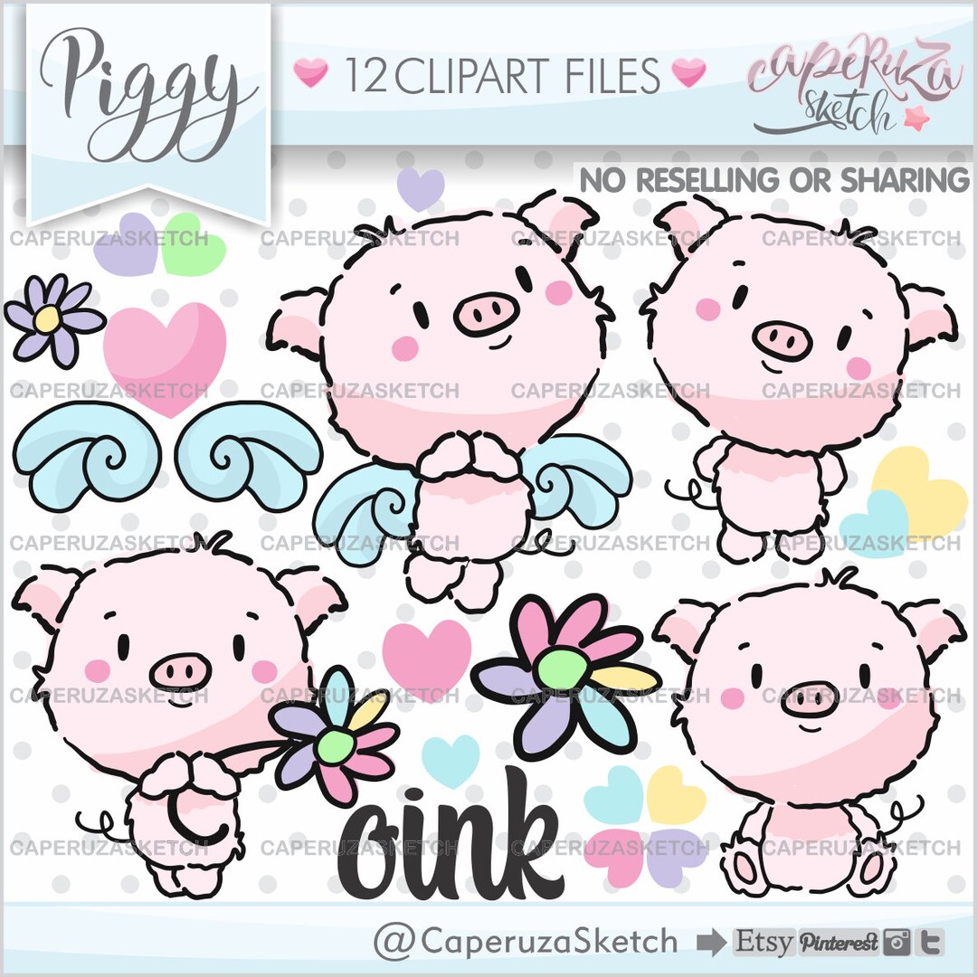 Pig Clipart, Pig Graphics, Farm Clipart, COMMERCIAL USE, Farm Graphics ...
