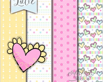 Love Digital Paper COMMERCIAL USE Valentines Day Pattern - Etsy