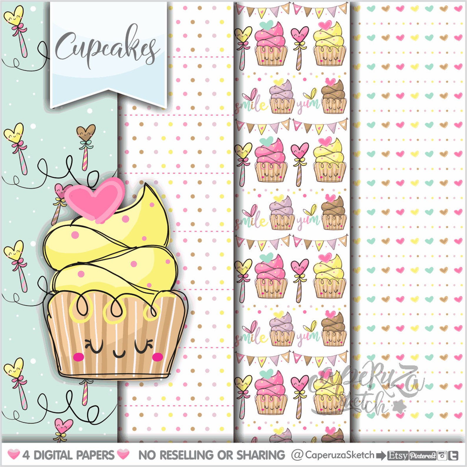 Cupcake Digital Paper Cupcakes Pattern Cupcakes Texture | Etsy