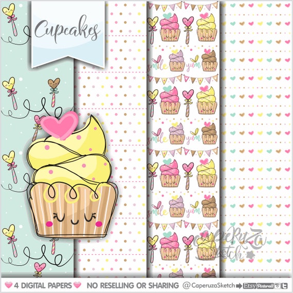 Cupcake Digital Paper Cupcakes Pattern Cupcakes Texture | Etsy