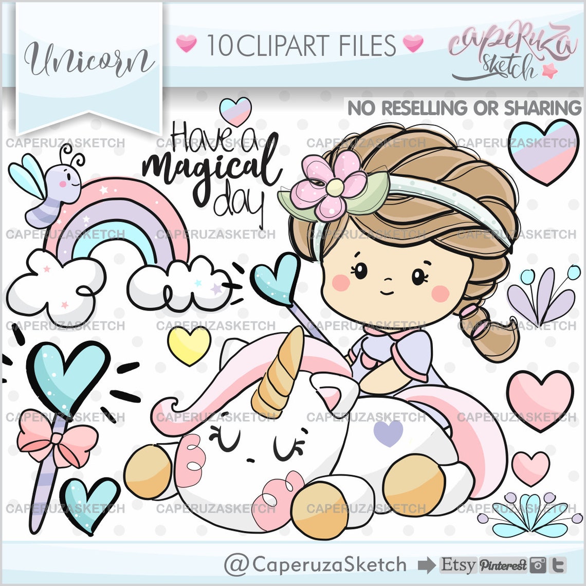 Unicorn Clip Art Unicorn Clipart COMMERCIAL USE Princess - Etsy