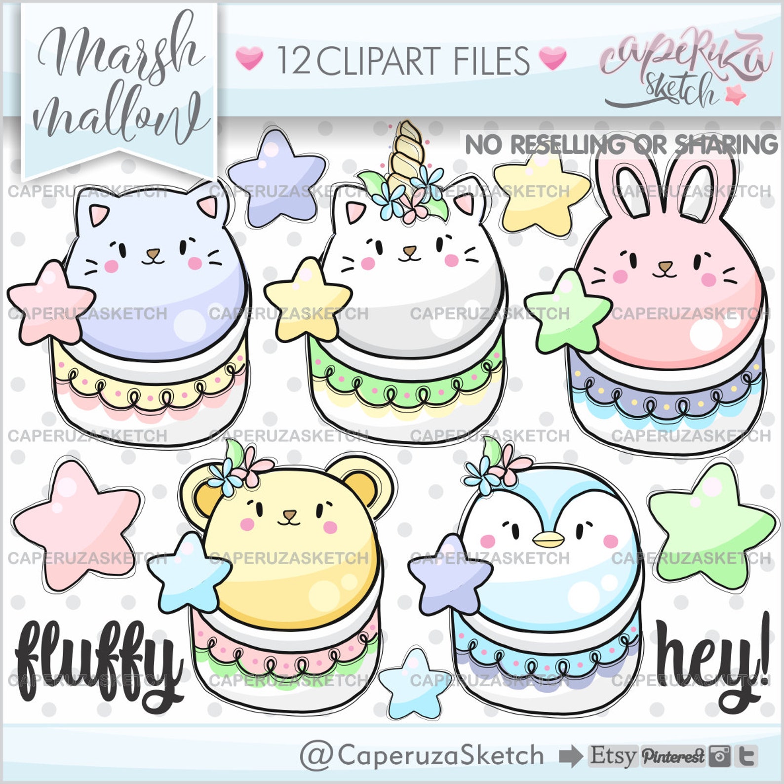 Marshmallow Clip Art Marshmallows Graphic Dessert Clipart - Etsy