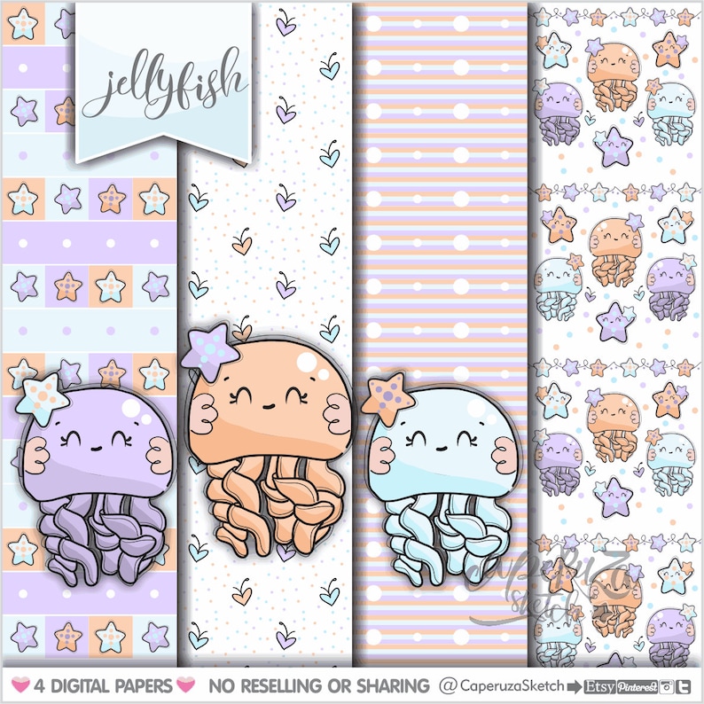 Jellyfish Digital Paper Jellyfish Pattern Jellyfish Texture - Etsy