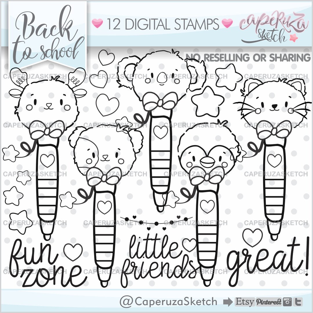 School Stamps, School Digital Stamps, COMMERCIAL USE, Pen Stamps ...
