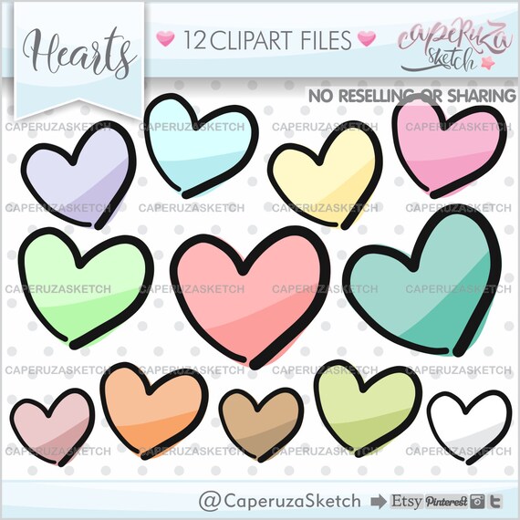Heart Clipart Heart Graphics Clipart COMMERCIAL USE Love | Etsy