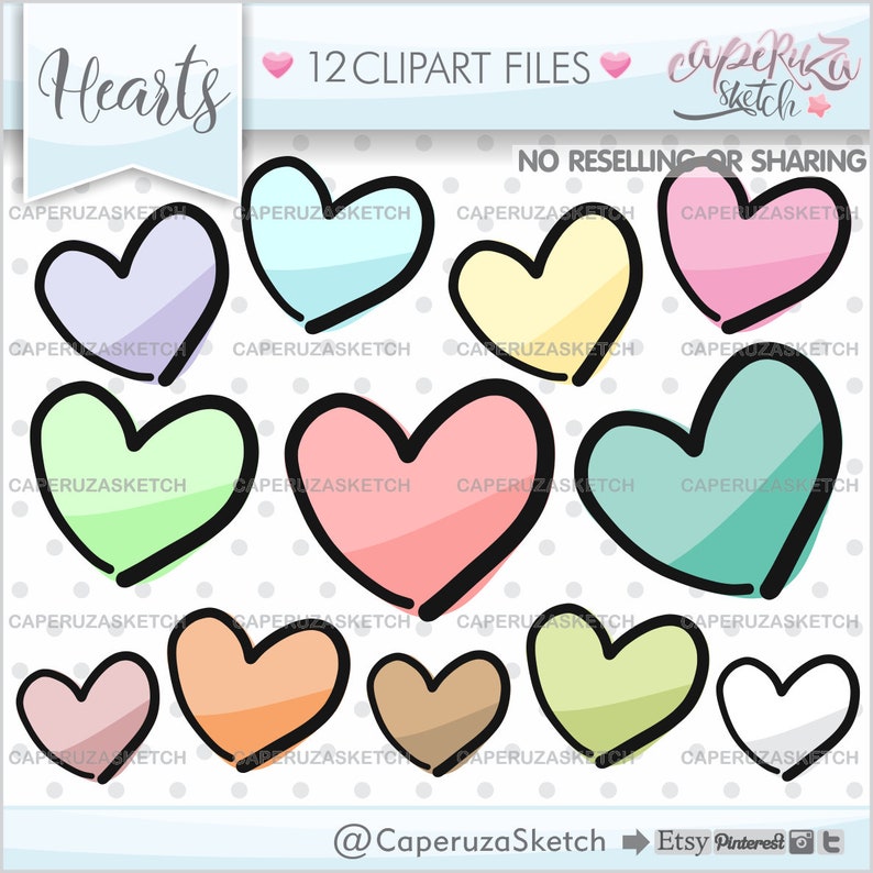 Heart Clipart Heart Graphics Clipart COMMERCIAL USE Love | Etsy