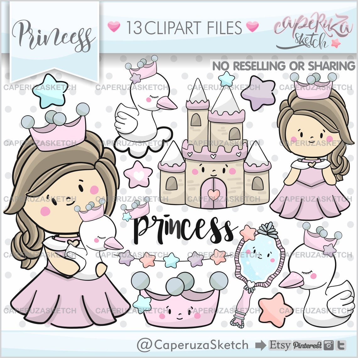 Princess Clipart Princess Graphics COMMERCIAL USE Princess | Etsy