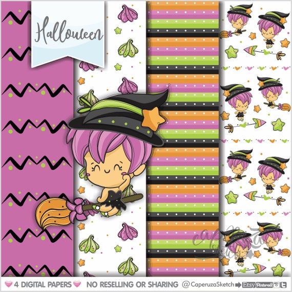 Halloween Digital Paper Witch Digital Paper Halloween | Etsy