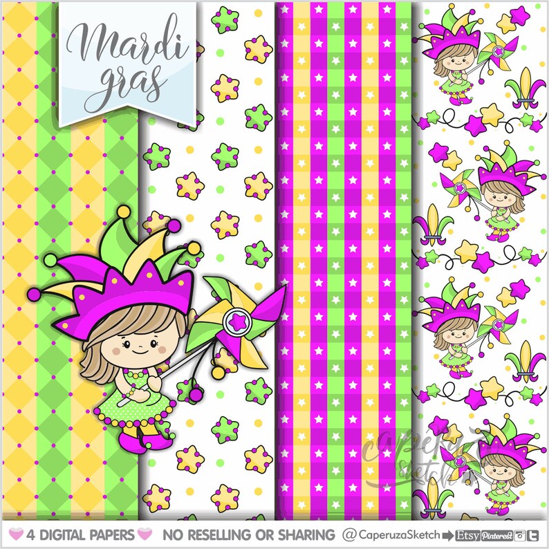 Mardi Gras Digital Papers Mardi Gras Pattern COMMERCIAL USE - Etsy