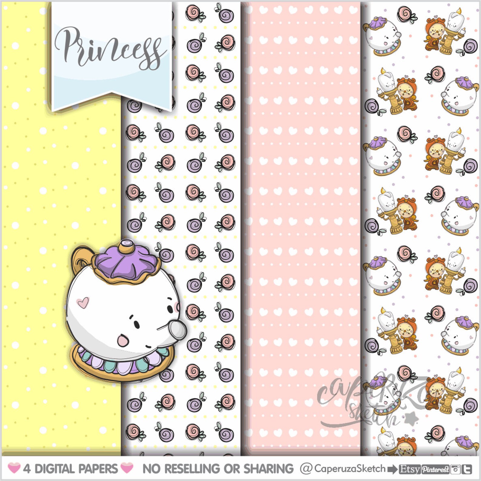 Princess Digital Paper Princess Printable Paper Princess - Etsy