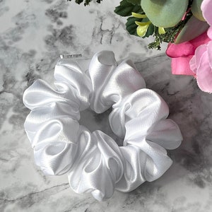 White Satin Scrunchies, Satin Hair Scrunchies, Soft Satin Hair ...