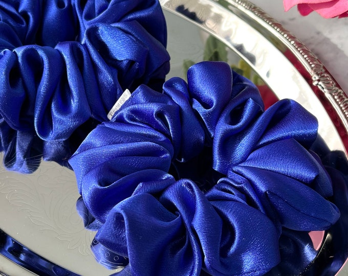 Royal Blue Satin Scrunchies, Satin Hair Scrunchies, Soft Satin Hair ...