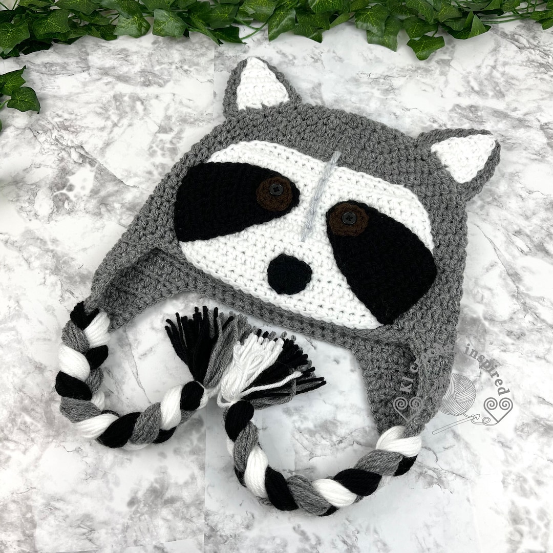 MADE TO ORDER, Crochet Raccoon Hat, Crochet Animal Hat, Raccoon ...
