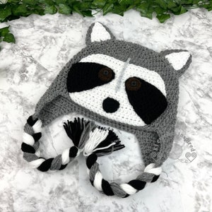 MADE TO ORDER, Crochet Raccoon Hat, Crochet Animal Hat, Raccoon ...