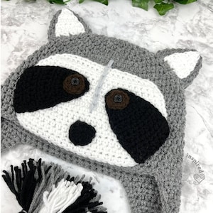 MADE TO ORDER, Crochet Raccoon Hat, Crochet Animal Hat, Raccoon ...