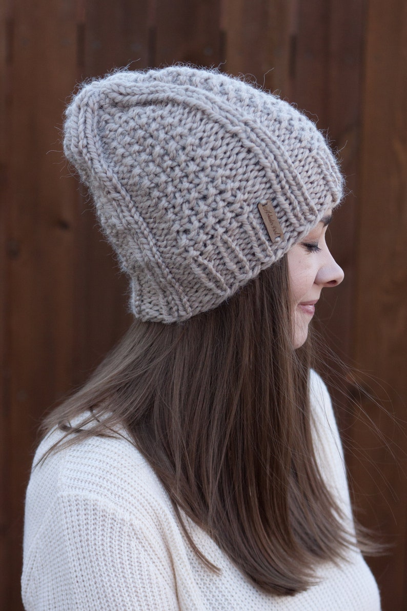 KNITTING PATTERN // Ashley Beanie // Slouchy Beanie // Seed | Etsy