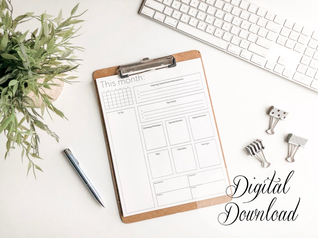 PRINTABLE // Monthly Organizer // Calendar Template // Month at A ...