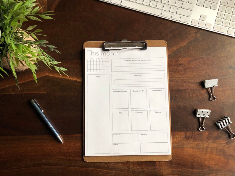 PRINTABLE // Monthly Organizer // Calendar Template // Month - Etsy