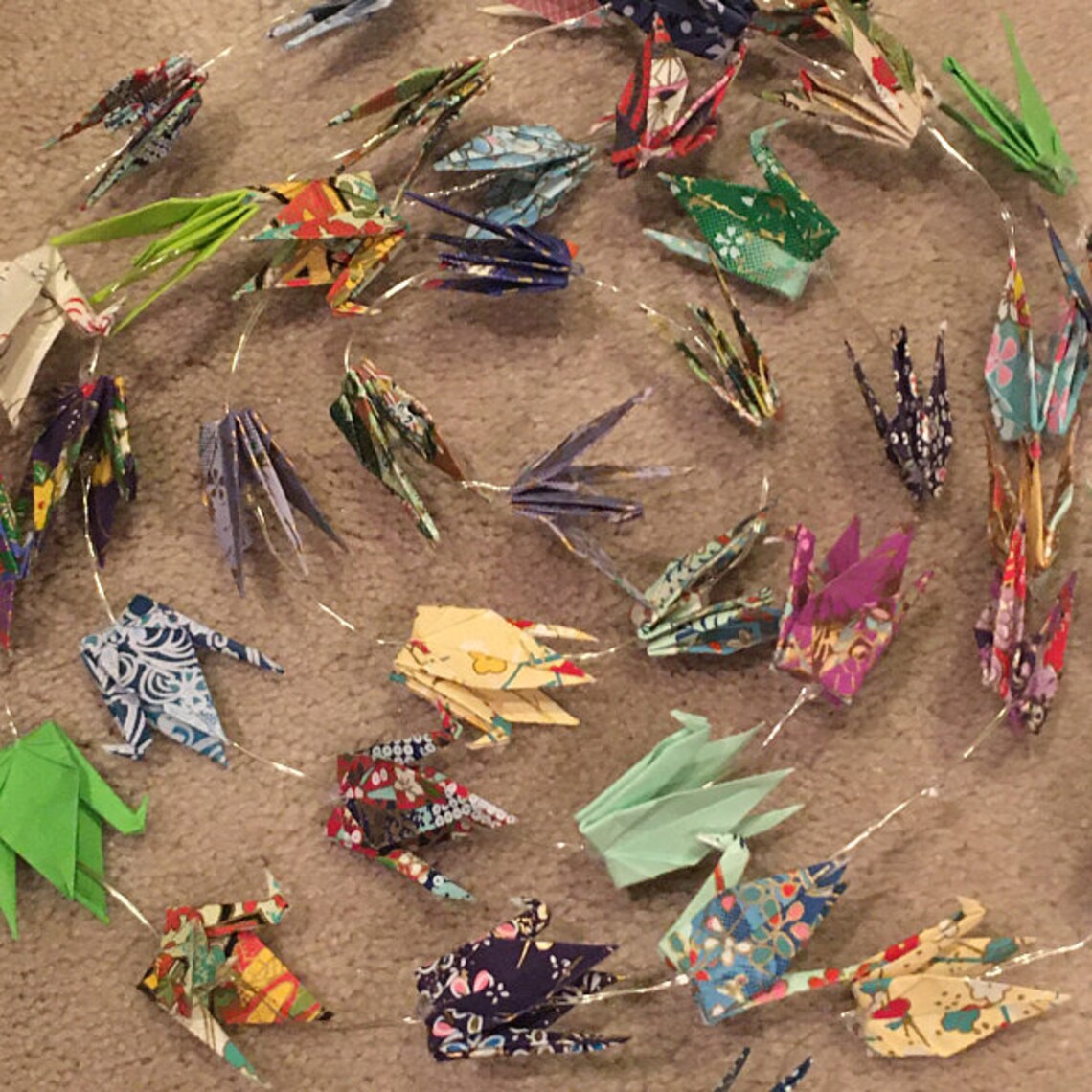 Mini 3x3 Origami Peace Crane String Lights 60 Hand-folded | Etsy