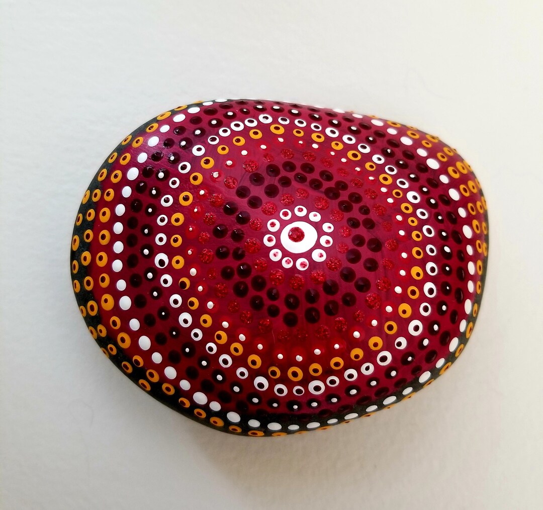 Red Eye, Painted Rock Mandala, Painted Rock Art, Acrylic Painted Rock ...