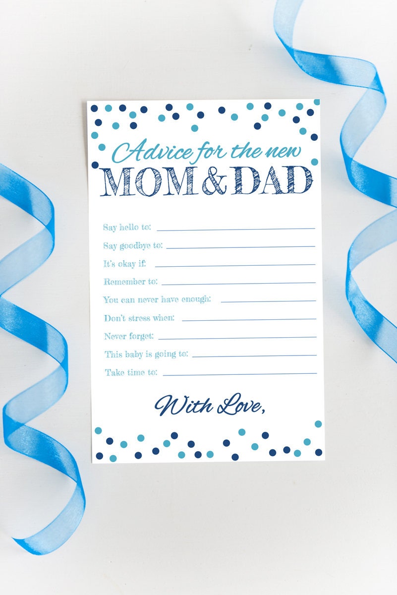 Baby Shower Game | "advice for the New Mom and Dad" Game | Baby Boy ...