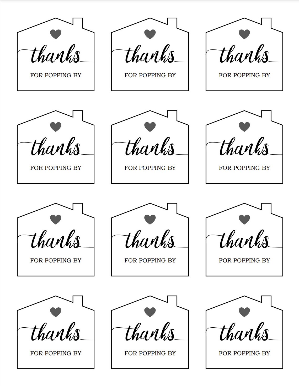 Housewarming Party Favor Tags | "thanks for Popping By" Home Tags - Etsy