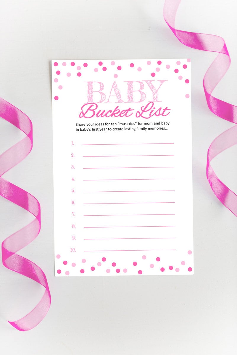 Baby Shower Game | "baby Bucket List" Game | Baby Girl Shower - Etsy