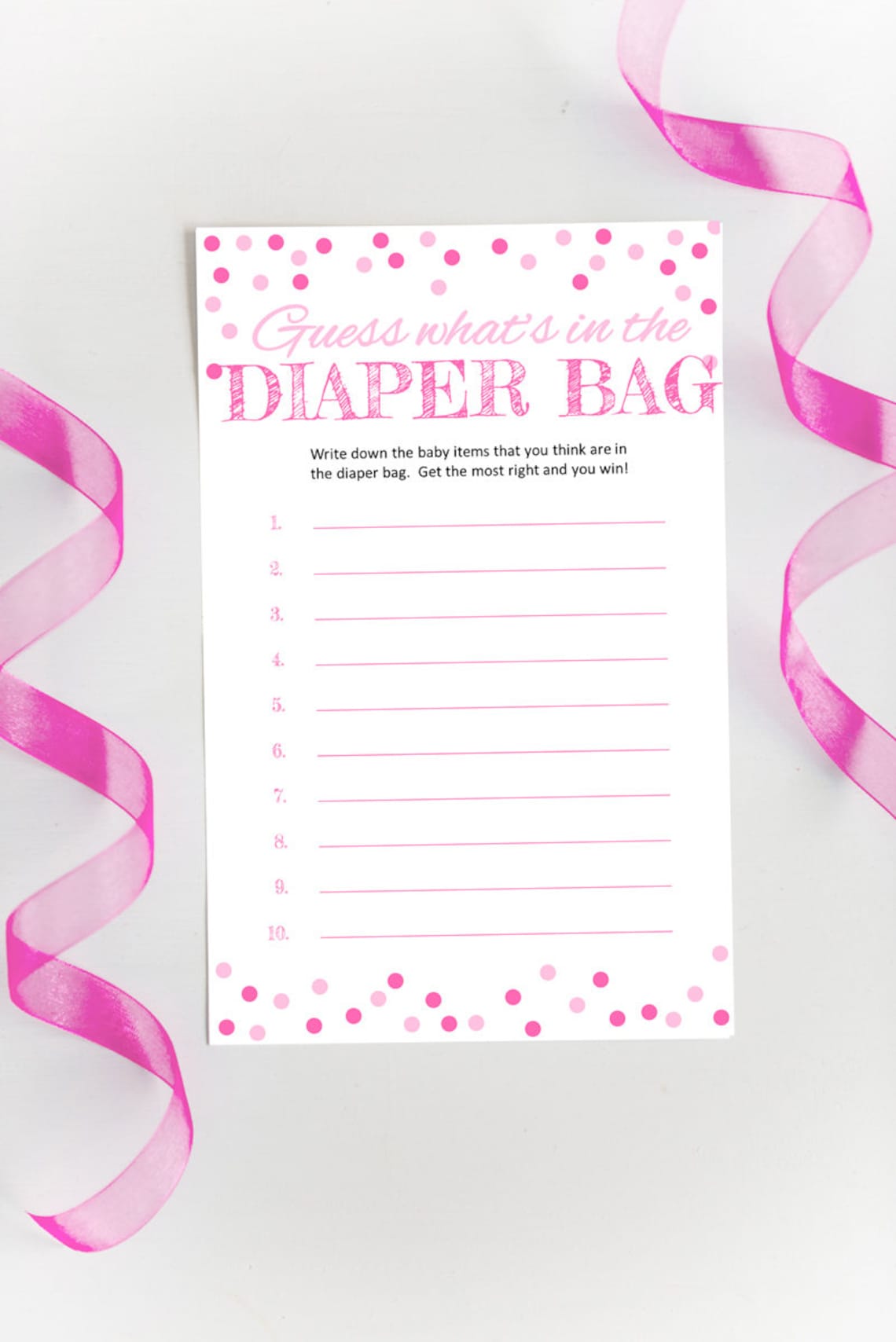 Baby Shower Game | "guess What's in the Diaper Bag" Game | Baby Girl ...