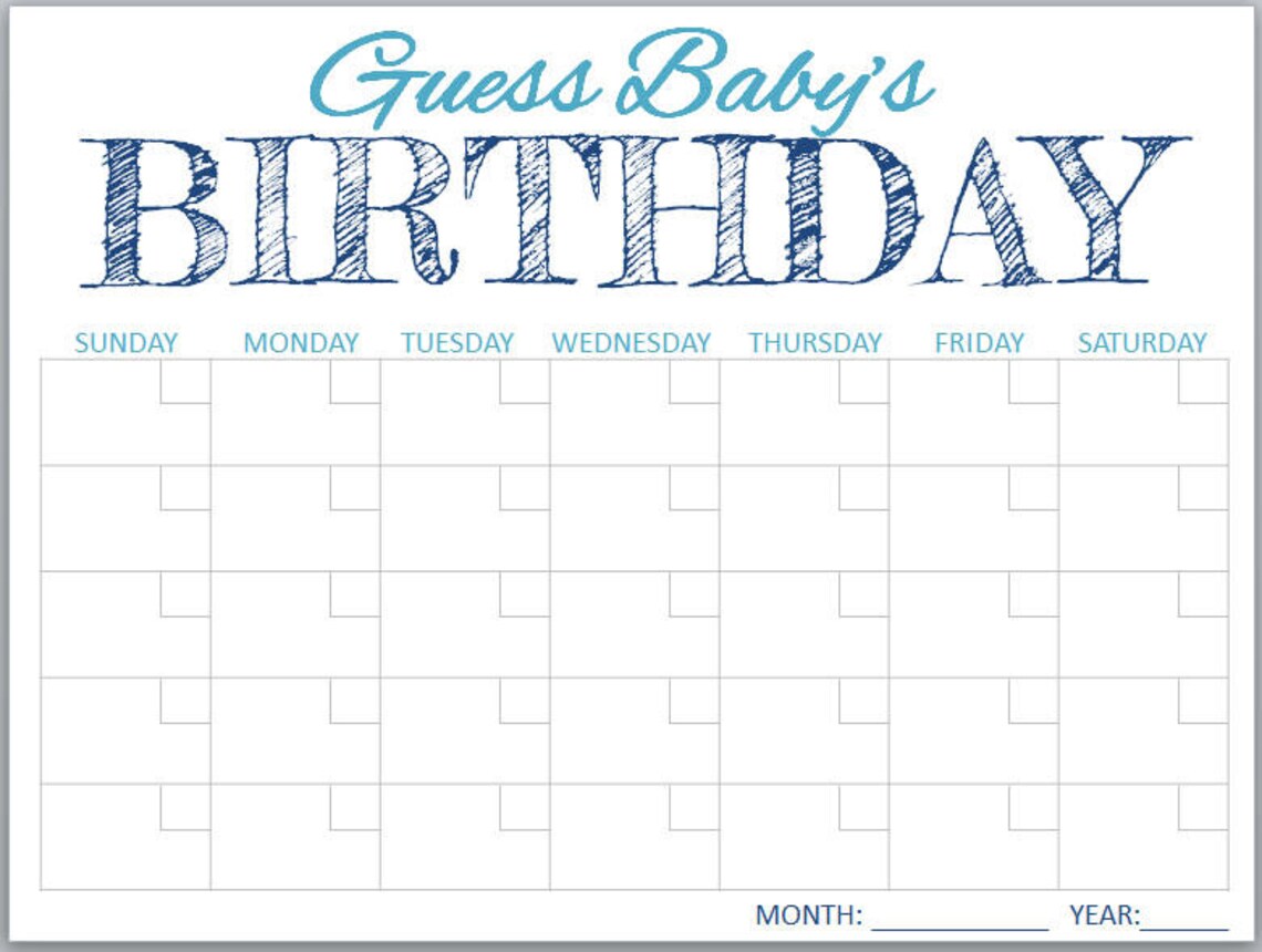 Baby Shower Game guess Baby's Birthday Game Baby Boy Shower - Etsy