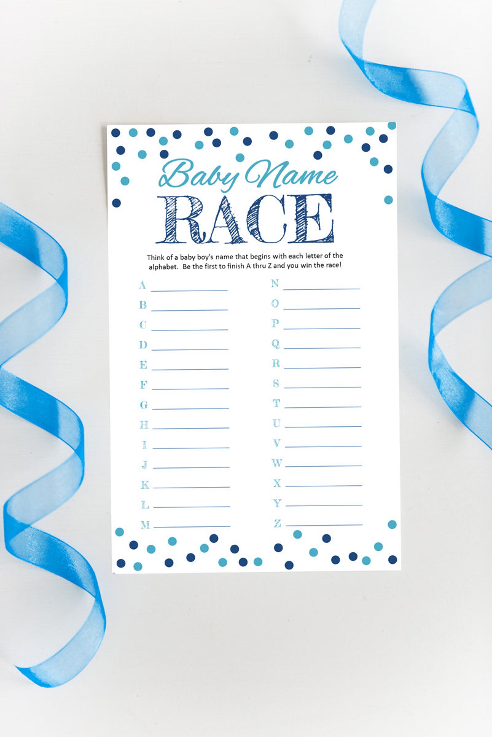 Baby Shower Game | "baby Name Race" Game | Baby Boy Shower - Etsy
