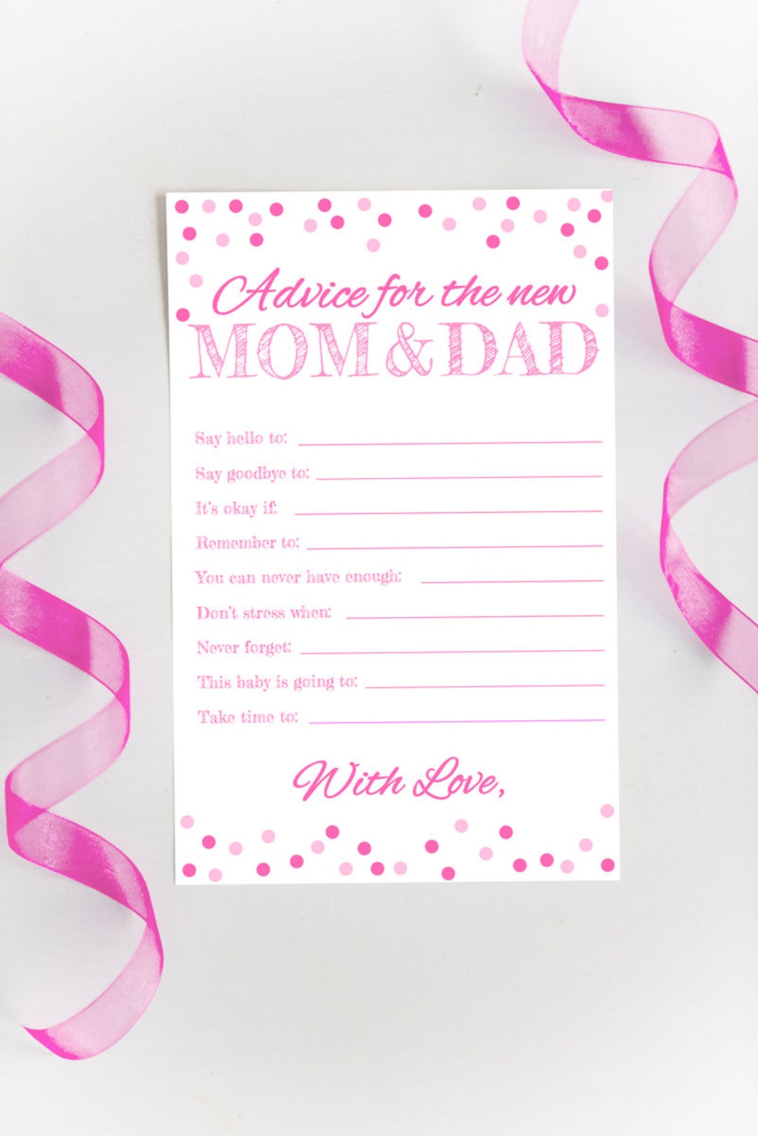 Baby Shower Game | "advice for the New Mom & Dad" Game | Baby Girl ...