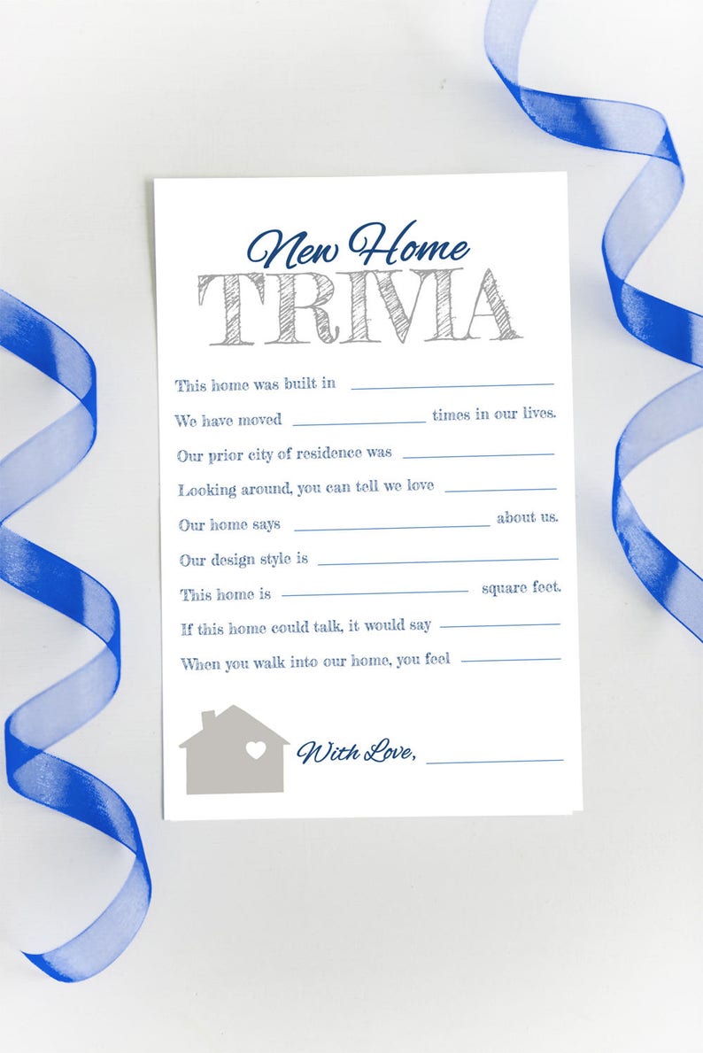 New Home Trivia Game | Housewarming Party Game - Etsy