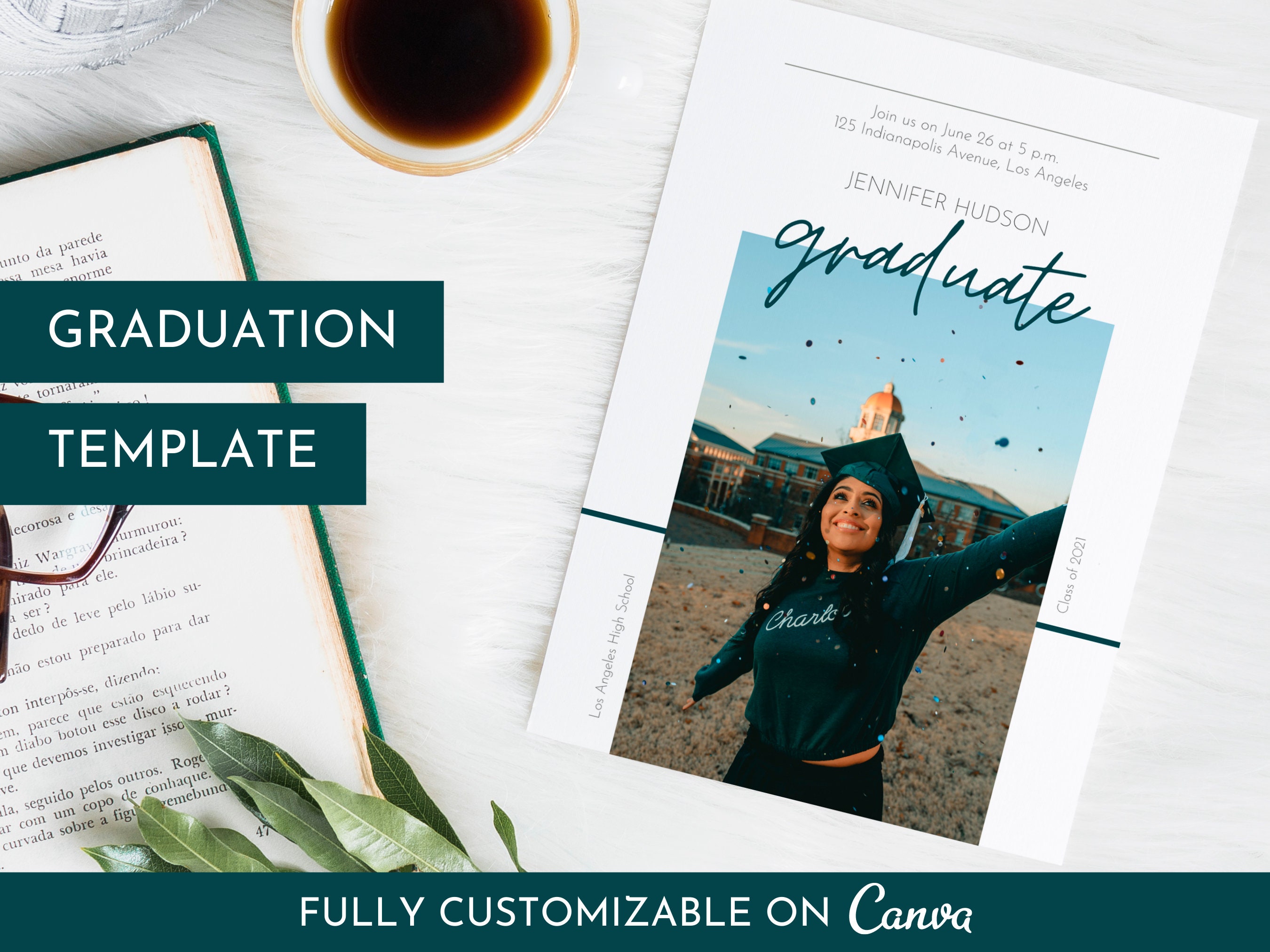 EDITABLE Senior Graduation Announcement Card Template for Photographers ...