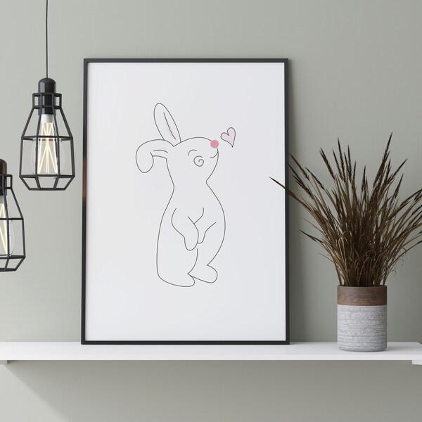 Rabbit Line Art - Etsy
