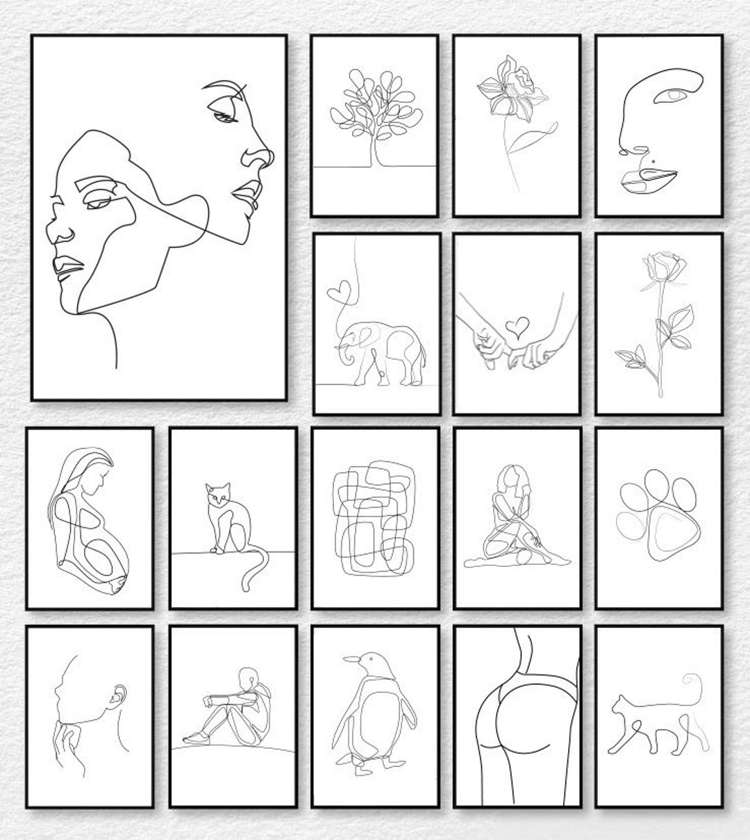 One Line Prints Modern Wall Art Minimalist Design Fashion Stylish ...