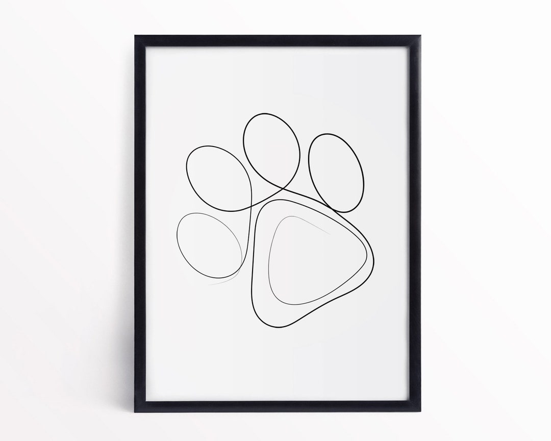 Line Art Dog Paw Single Line Art Dog Line Art Family Animal Minimalist ...